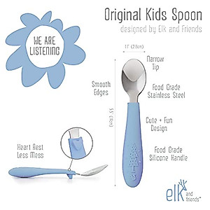 Elk and Friends Bunny Silicone Suction Plate for Babies & Toddlers | Stainless Steel Spoon | Divided Plate | Easter Fun | 4 Colors