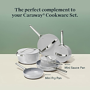 Caraway Mini Duo - Non-Stick Ceramic Mini Fry Pan (1.05 qt, 8") & Mini Sauce Pan (1.75 qt) - Non Toxic, PTFE & PFOA Free - Oven Safe & Stovetop Agnostic (Gas, Electric & Induction) - Gray