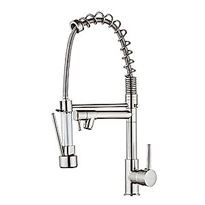 DEWINNER Pull Down Kitchen Faucet, Kitchen Sink Faucet with Sprayer, 2-spout, Single-Handle Control, Rotate 360 ​​Degrees, High Arc Spring Design, Brushed Nickel