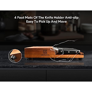 Piklohas Steak Knives Set of 8 with Drawer Organizer, 4.5 Inch Non Serrated Dinner Knife, Forged German Steel Damascus Pattern Straight Edge Meat Knife with Full Tang Handle, Dishwasher Safe, Black