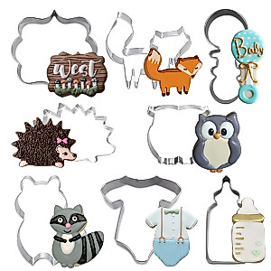 8 Pack Woodland Cookie Cutter Set - Forest Animal Cookie Biscuit Cutters for Baby Shower, Woodland Creatures Baking Molds Stainless Steel Birthday Party Favors