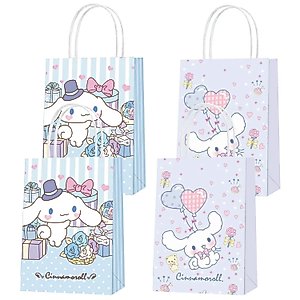 16Cts Cinnamo-roll Party Paper Bags, Party Favor Gift Bags for Cartoon Girls Boys Baby Fans Cinnamo-roll Birthday Party Decorations Supplies, 2 Styles