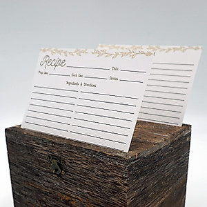 Dekali Designs Rustic Recipe Cards 4x6 Inches (50 Pack) Double Sided Index Cards with Cute Floral Design