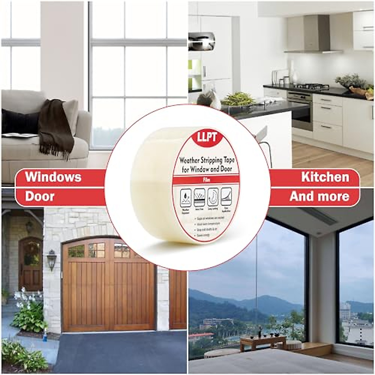 LLPT Transparent Weather Stripping Tape 2” x 108 Ft for Window and Door Ultra High Performance Weather Resistant Tape for Window Draft Insulation No Mess (WWT208)