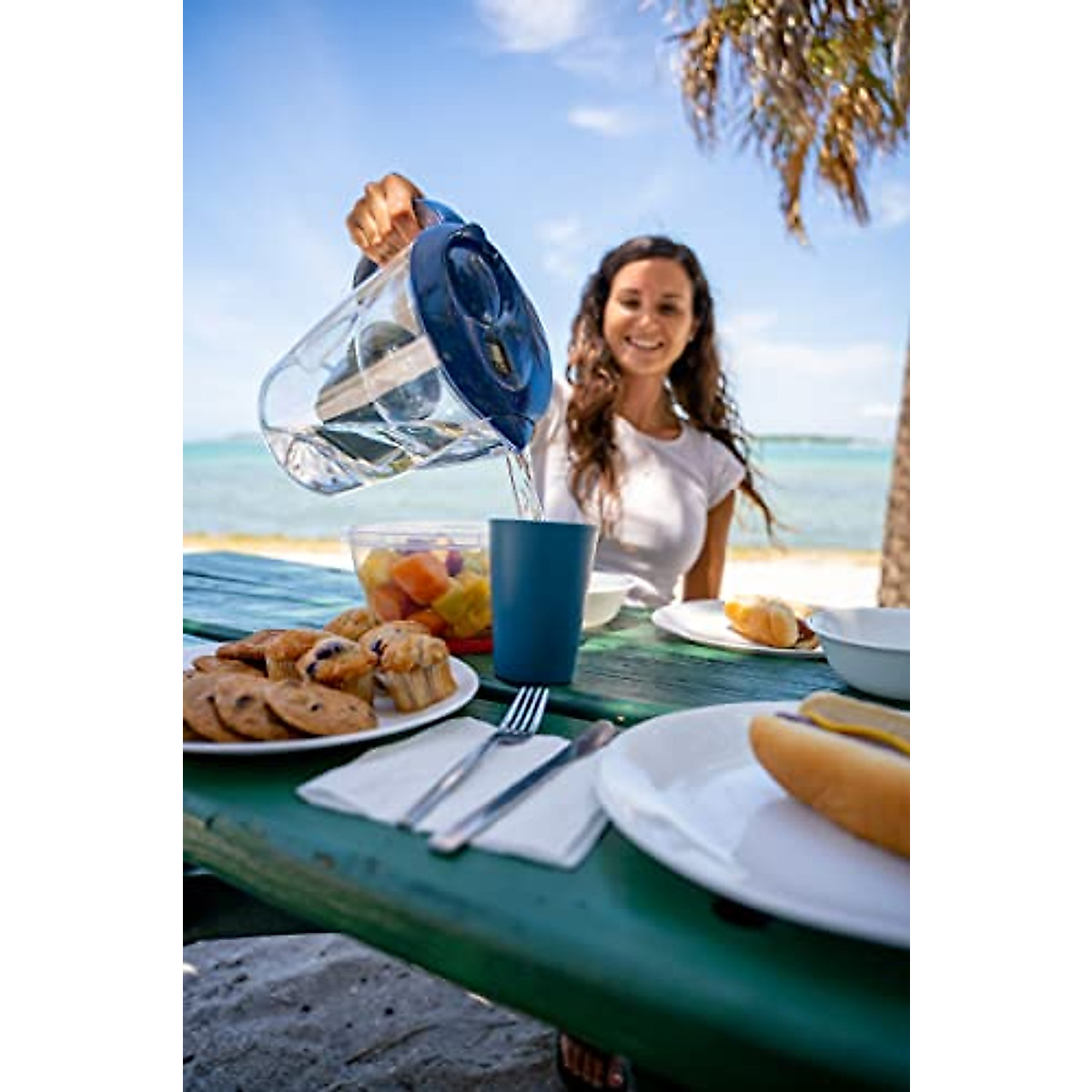 Epic Water Filters Nano | Water Filter Pitchers for Drinking Water | 10 Cup | 150 Gallon Filter | Gravity Water Filter | Removes Virus, Bacteria, Chlorine | Water Purifier (Navy Blue)