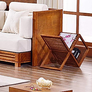 Storage Newspaper Baskets Furniture Wooden Newspaper Rack Study Room Living Room Magazine Rack Rack Study Room Shelves (Color : Brown, Size : 6735cm)