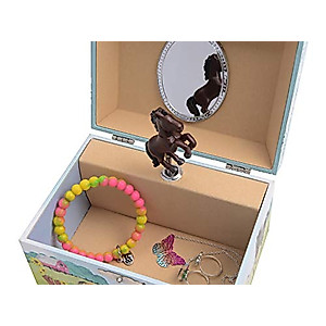 Jewelkeeper Girl's Musical Jewelry Storage Box with Spinning Horse, Barn Design, Home on The Range Tune