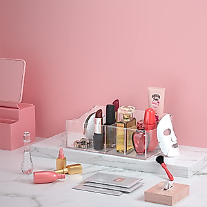 KDSKSC Belt Organizer, Acrylic Belt Storage Holder for The Closet and Drawer, 5 Compartments Belt Container Clear Display Case for Tie and Bow Tie