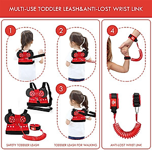 Lehoo Castle Toddlers Leash for Walking + Key Lock Design Anti Lost Wrist Link, 3 in 1 Baby Leash Kids Wrist Link for Toddlers, Safety Harness Belt Strap Wristband