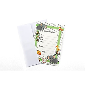 Tytroy Animal Themed Multi Occasion Party Invitation Jungle Zoo Safari Gender Neutral Invite Cards (48 pc)