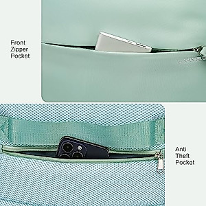 Lyweem Travel Laptop Backpack for Women 15.6 Inches Medium College Carry On Casual Backpack Flight Approved with USB charging Port, Cute Aesthetics School Daypack for Teen Girl with Wet Pocket, Green