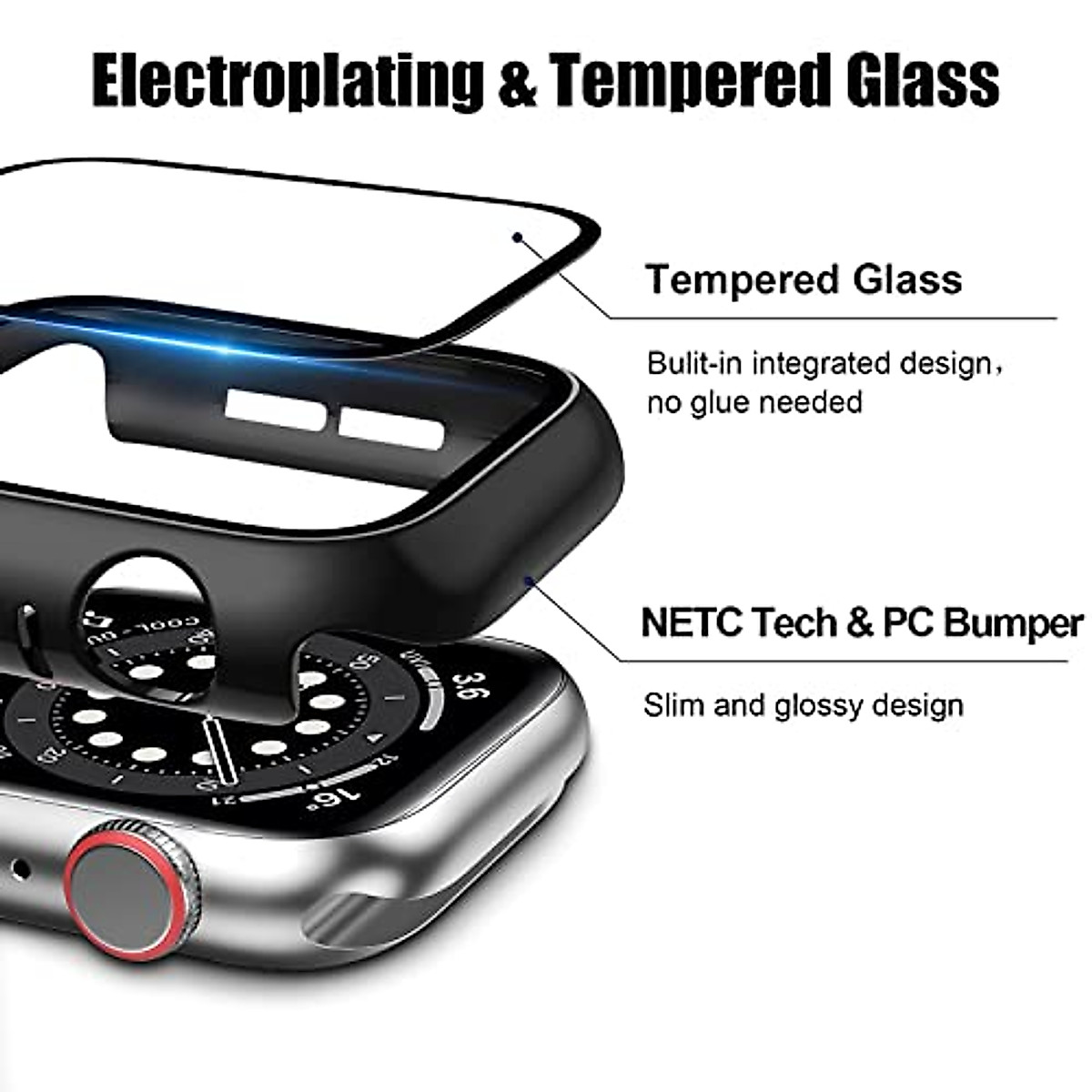 14 Pack Apple Watch Case with Tempered Glass Screen Protector for Apple Watch SE 44mm Series 6/5/4,Anotch Full Coverage Hard PC Protective Cover HD Ultra-Thin Guard Bumper for iWatch 44mm Accessories