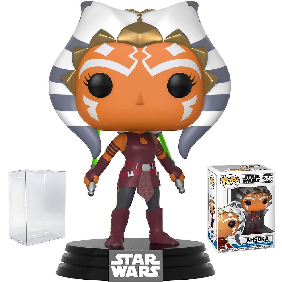 POP Star Wars: Clone Wars - Ahsoka Tano with Lightsabers Funko Vinyl Figure (Bundled with Compatible Box Protector Case)