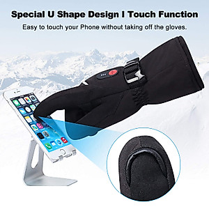 day wolf Upgraded Heated Gloves for Men Women, Waterproof and Touch Screen 7.4V 2200mAh Rechargeable Electric Gloves Hand Warmer for Skiing, Snowboarding, Skating, Camping Hiking Running