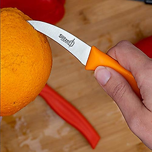 Slitzer Germany 4-Piece Kitchen Knife Set - German Stainless Steel Blades & Colorful Handles - Utility, Paring, Vegetable, & Beak Carving Knives