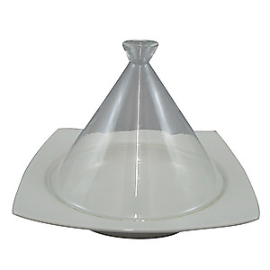 東洋セラミックス Microwave Dedicated Dream Tajin Pot (Corner) 7.9 inches (20 cm), Glass Lid, White ID-21-26