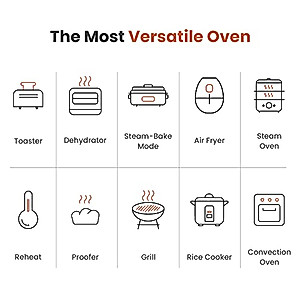 FOTILE ChefCubii 4-in-1 Countertop Convection Steam Oven, Air Fryer, Dehydrator with True Convection Bake, Steam-Bake, Broil, 40+ Preset Menu and Steam Self-Clean, 1 CFT