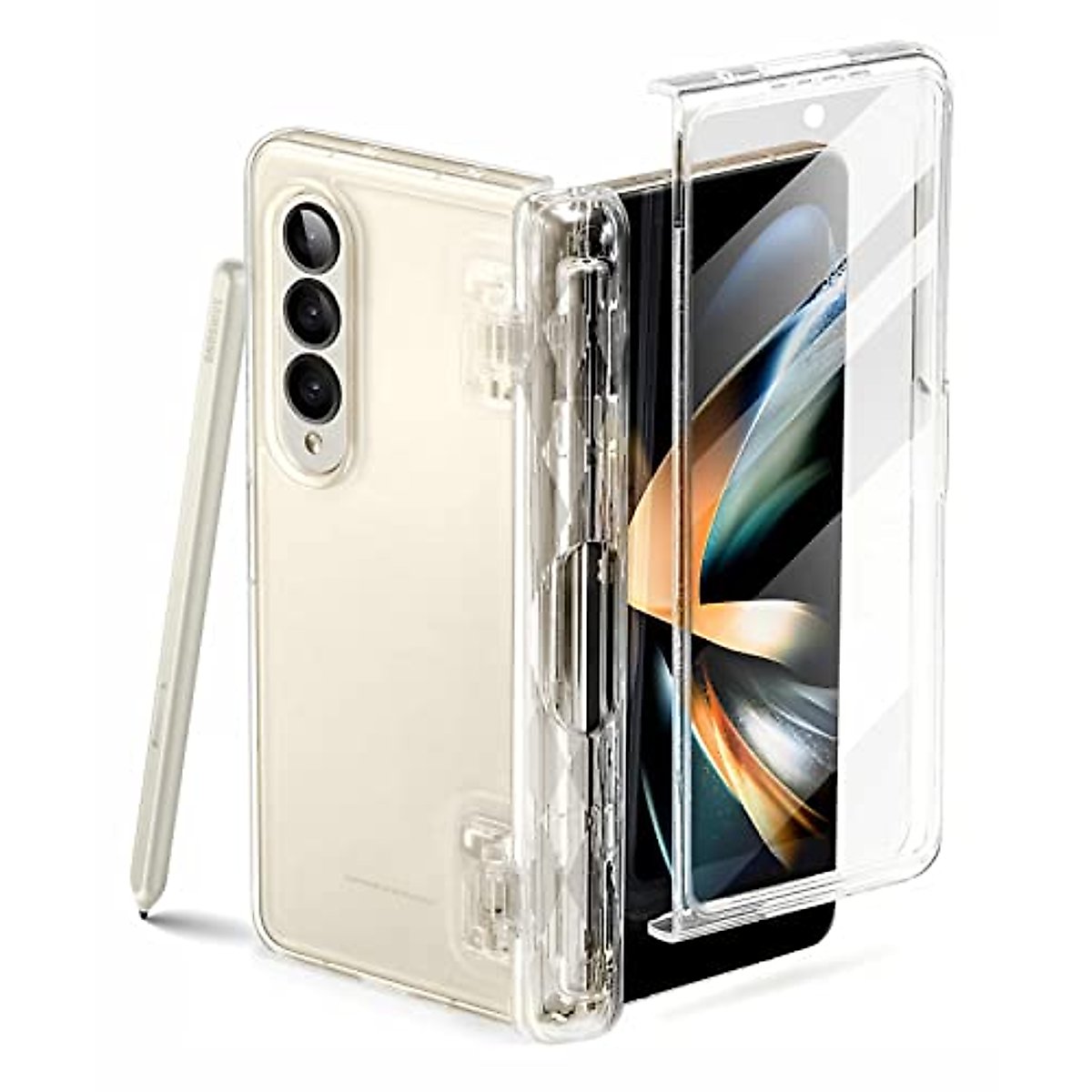 i-Blason Cosmo Series for Samsung Galaxy Z Fold 4 Case with Pen Holder 5G (2022), Stylish Protective Bumper Z Fold 4 Clear Case with Built-in Screen Protector (Clear)