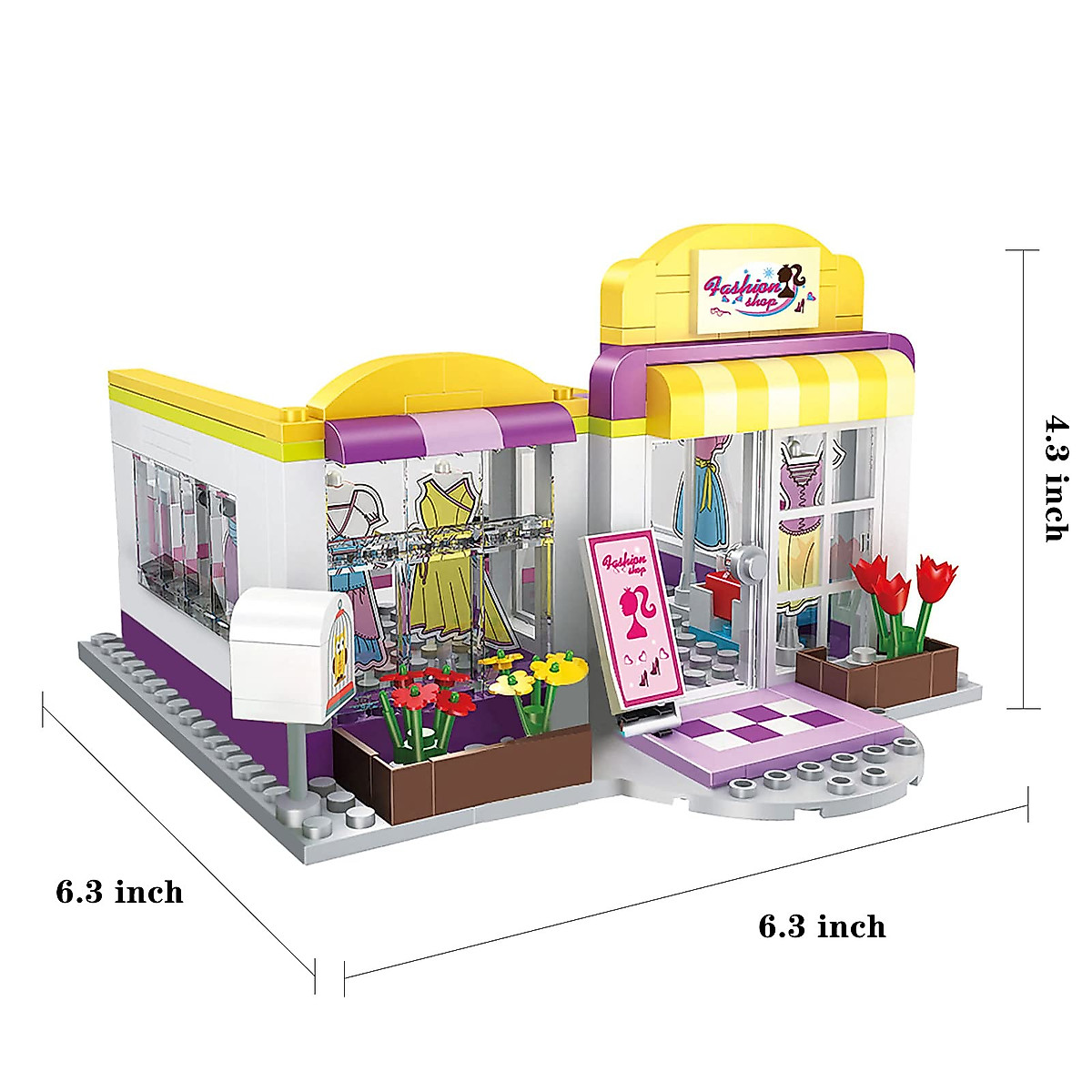 BRICK STORY Girls Friends Fashion Clothing Store Building Sets 263 PCS Shop House Building Kit Creative Shopping Role Play Building Toys Christmas Birthday Gift for Kids Aged 6-12