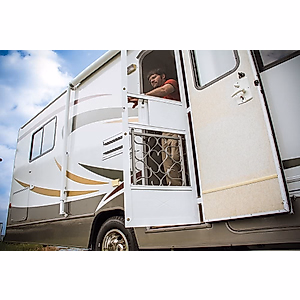 Camco Deluxe Aluminum RV Screen Door Grille | Adds a Sturdy Feel to the RV Door | Adjusts from 20-inches to 32-inches Wide | (43991)