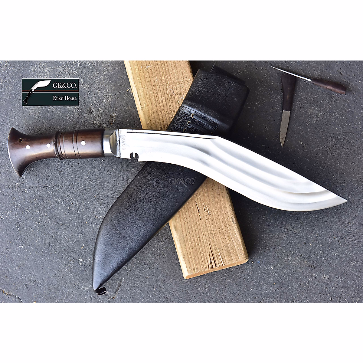 GK&CO. Kukri House Genuine Kukri/khukuri - Authentic 12" 3 Chirra (3 Fuller) The Beast, Full Tang Wooden Handle, Black Leather Sheath Khukuri- Handmade in Nepal Imported