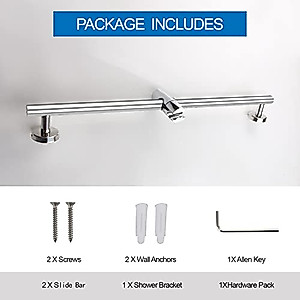 BANGPU Chrome Shower Slide Bar, Bathroom Shower Slide Bar with Adjustable Handheld Shower Holder, Stainless Steel Slide Slide Bar Wall Mount