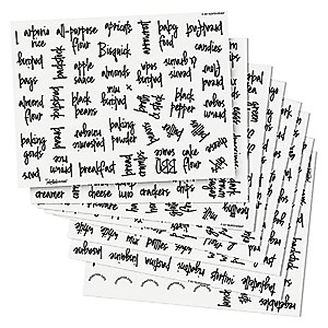 Talented Kitchen 375 Pantry Labels for Containers, Preprinted Clear Kitchen Labels for Organizing Storage Canisters & Jars, Script + Numbers + Date Stickers (Water Resistant)