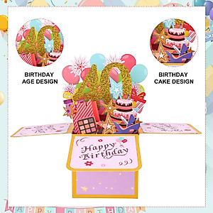 Happy Birthday Pop Up Card, Creative 3D Birthday Card with Classic Envelope & Writing Note Happy Birthday Pop Up Box for Women Men(40th Birthday Card)