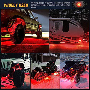 Nilight LED Rock Light 6PCS Red Light Pods Waterproof Under Body Wheel Well Light Exterior Interior Lights for Car Truck Pickups ATV UTV SUV Motorcycle Boat, 2 Years Warranty