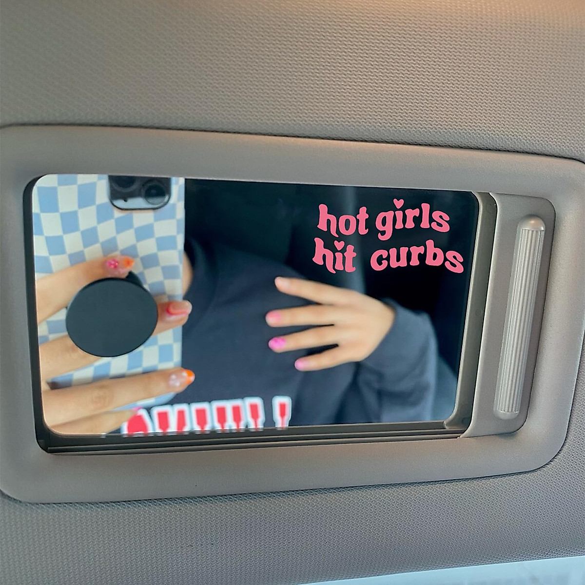 3x Hot Girls, Hit Curbs Rearview Mirror Decal,Vinyl Car Decals For Women,Pink Car Mirror Sticker,Vanity Mirror Stickers,Girl Car Decal,Car Window Decal, Self Affirmations Decal