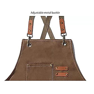 Cotton Canvas Apron for Artists Painting,Chef Apron with Cross Back Straps for Men Women, Kitchen Cooking (Purple)