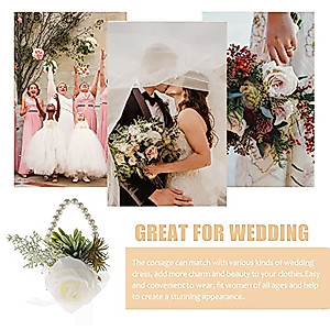 LUOZZY 2 Pcs Wedding Wrist Corsage Pearl Corsage Wristlet Wedding Groomsmen Bridesmaids Hand Flower for Party Decorations