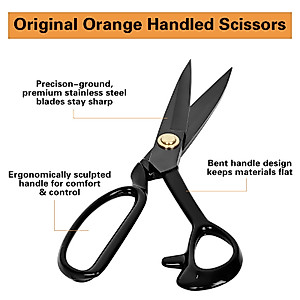 Fabric Scissors 8 Inch Professional Tailor Scissors - Heavy Duty Sewing Scissors for Leather Cutting Industrial Sharp Shears Office Artists Tailors Dressmakers
