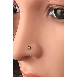 Demira Jewels Handcrafted 14K White Gold Diamond Nose Stud - 6mm Post Length, 1.2mm Thickness, Conflict-Free Diamonds.