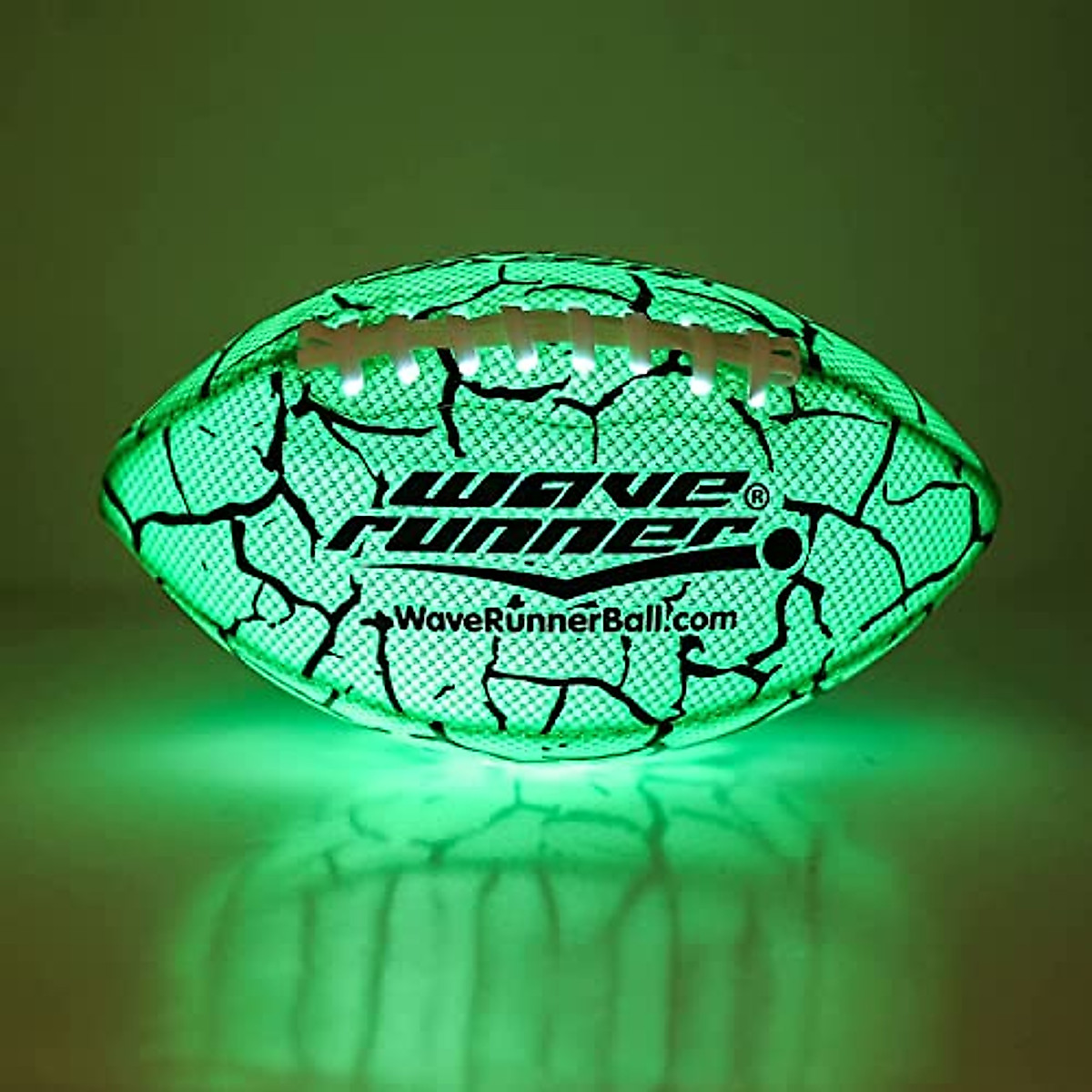 Wave Runner Glow in The Dark LED Light Junior Football, Waterproof Double Laced Football for Night Sports and Games Waterproof Ball for Pool, Beach and Backyad