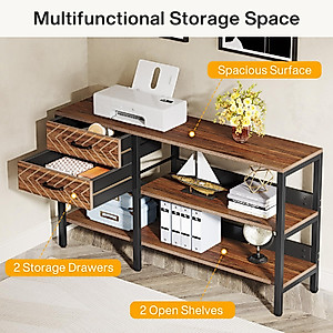 Tribesigns L Shaped Standing Desk with Storage Drawers, Height Adjustable Electric Standing Desk with Shelves & Hooks, Ergonomic Sit Stand Up Computer Desk Workstation for Home Office,Brown