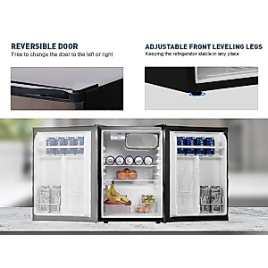 E-Macht 2.6 Cu.Ft. Mini Fridge with Freezer, Single Door Compact Refrigerator,Removable Glass Shelves, Reversible Door, Small Refrigerator for Apartment, Office, Dorm