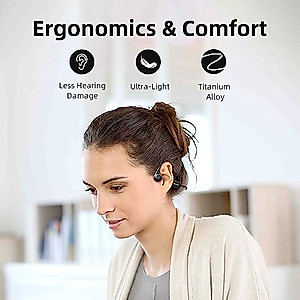flymory Bone Conduction Headphones Bluetooth 5.3, 2023 Upgraded Open Ear Headphones with Dual Mic, Sweat Resistant Wireless Earphones for Workouts and Running, Sport Headset with 12 Hours Playtime