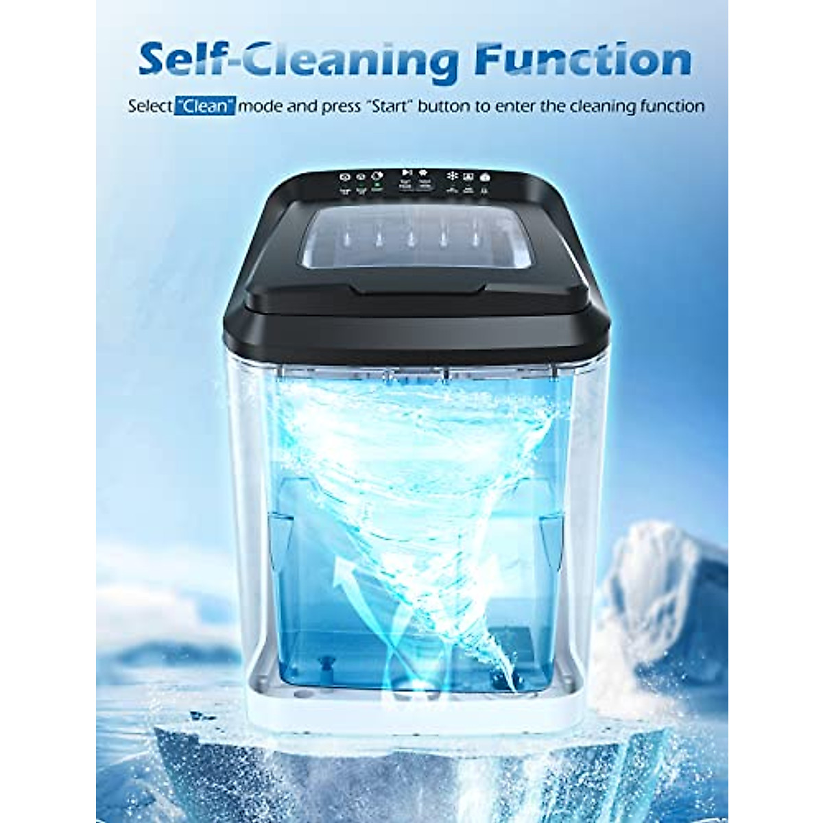 Freezimer DreamiceX1| Ice Makers Countertop Self-Cleaning, Portable Ice Maker Machine Countertop, 9 Cubes Ready in 7-10 Mins, 2 Size Ice Cubes Bullet Ice Machine | 33lbs/24h Silver