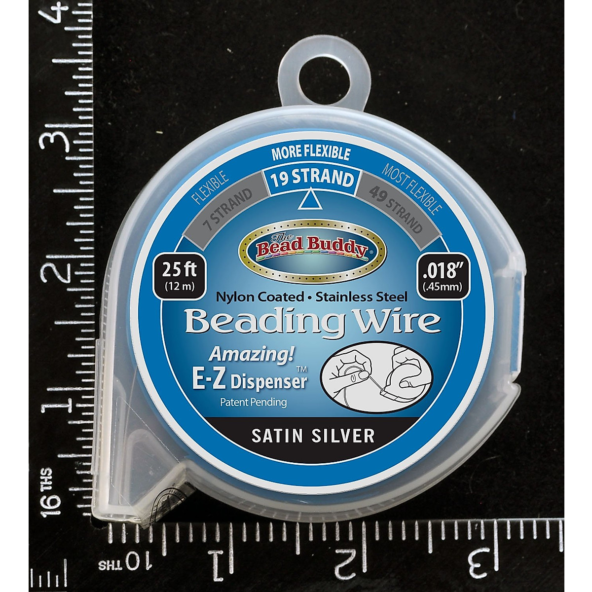 Bead Buddy 19 Strand Beading Wire, Satin Silver 25ft 0.18"