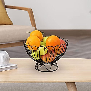 MagiDeal Modern Iron Wire Fruit Basket Fruit Storage Bowls for Restaurant Countertop Dining Table, Black