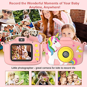 SELPONT Toys for Girls Ages 3-8+, Upgrade Kids Selfie 1080P Digital Video Camera for Toddler with Cartoon Silicone Cover, Christmas Birthday Gifts for Girls, Portable Camera with 32GB SD Card-Pink