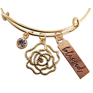 Living Grace Blessed is She Mother's Day Gold Toned Bangle Bracelet