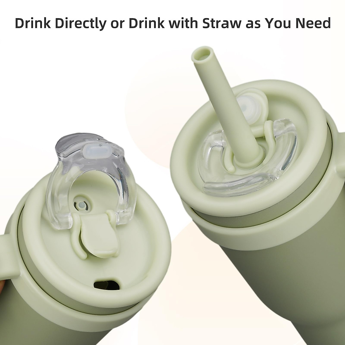 BJPKPK 18 OZ Insulated Travel Tumbler with Handle and Straw, Stainless Steel Water Bottle, Double Wall Vacuum Insulated Mug, for Work, Car, Travel, Forest Green