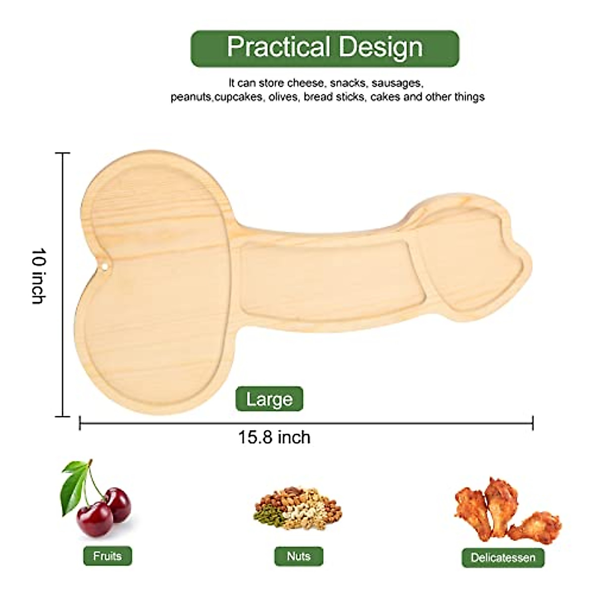 1 Pack Wood Board Cheese Aperitif Tray Charcuterie Boards, 15.8"x 10" Funny Kitchen Wine Meat Platter Unique Bachelorette Party Women Gifts for Housewarming Bachelor Party, Anniversary Wedding Couple