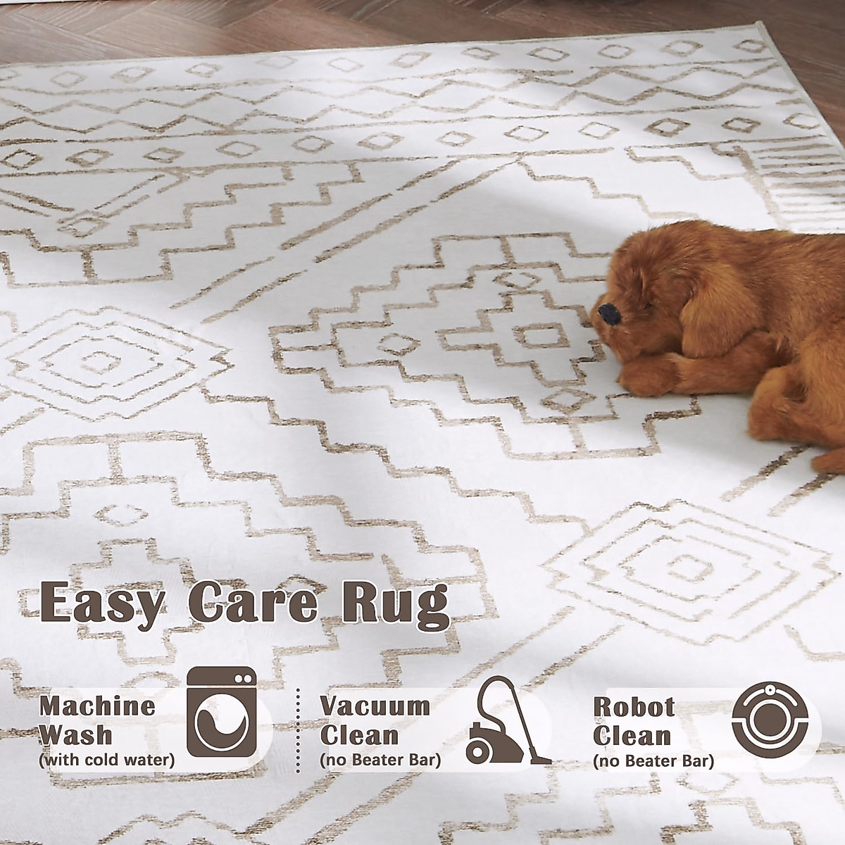 jinchan Area Rug 2x3 Entryway Rug - Washable Moroccan Rug Small Rug Indoor Door Mat Faux Wool Soft Geometric Accent Rug Contemporary Non-Slip Carpet for Bathroom Kitchen Living Room Bedroom Taupe