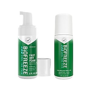 Biofreeze Menthol Pain Relieving Foam 3 FL OZ Roll-On Pain-Relieving Gel 3 FL OZ