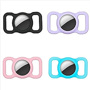 4pcs Colorful Dog Tracker Case, Pet Collar Tracker Cover, Keychain Key Ring Pet Supplies