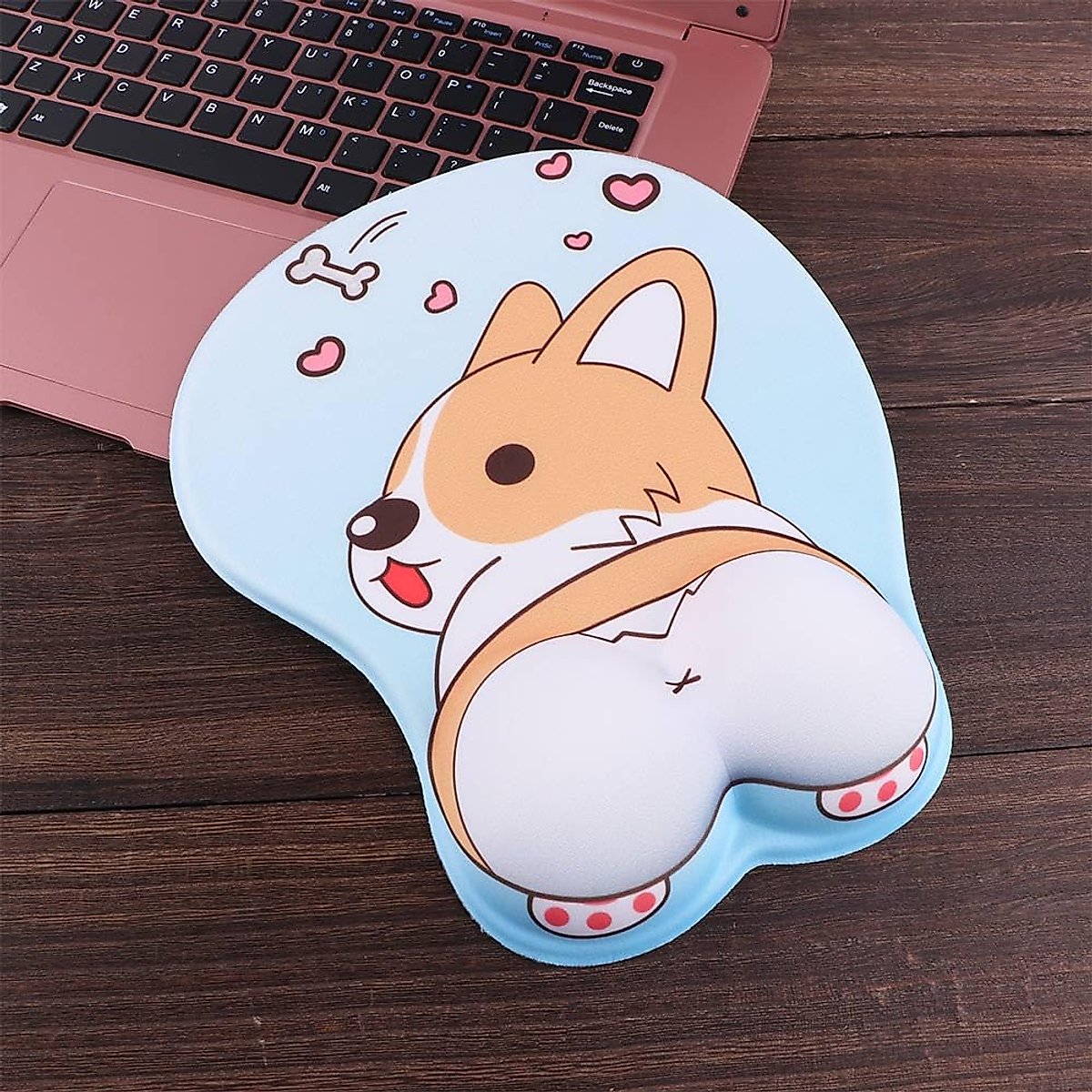 Vctitil Ergonomic Mouse Pad with Wrist Support, Mouse Pad with Wrist Rest for Gaming Working, Gel Mouse Pads with Non-Slip Pu Base(Blue)