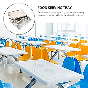 DOITOOL Feeding Serving Tray Stainless Steel Divided Dinner Plate: 4 Compartment Portion Control Plate with Lid Diet Dish Serving Platter Luncheon Plate for Kitchen Fruit Plate